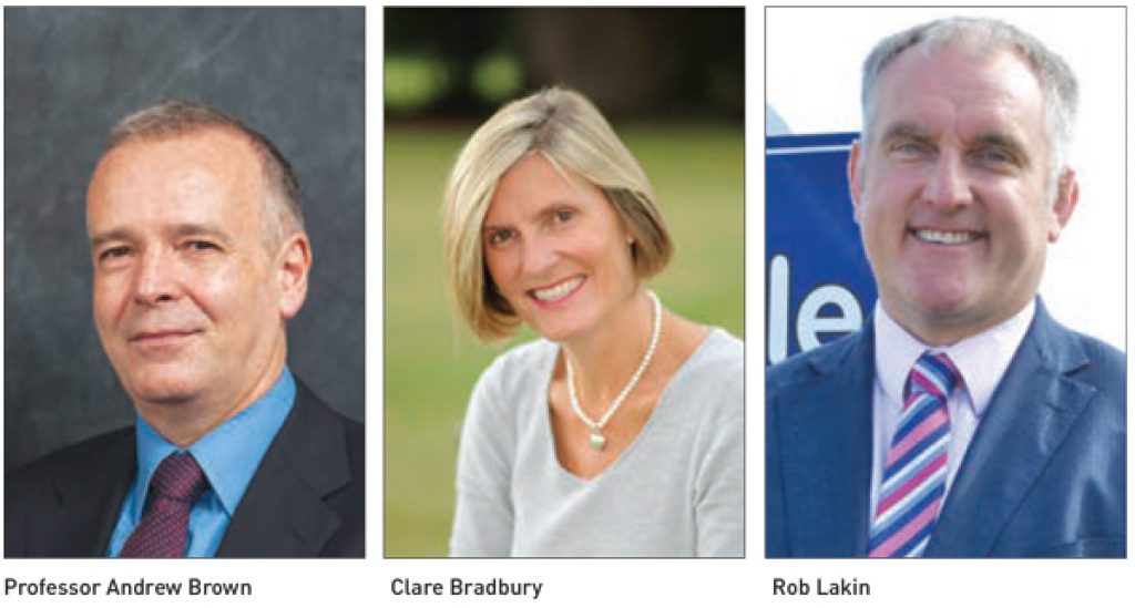 Professor Andrew Brown, Clare Bradbury and Rob Lakin