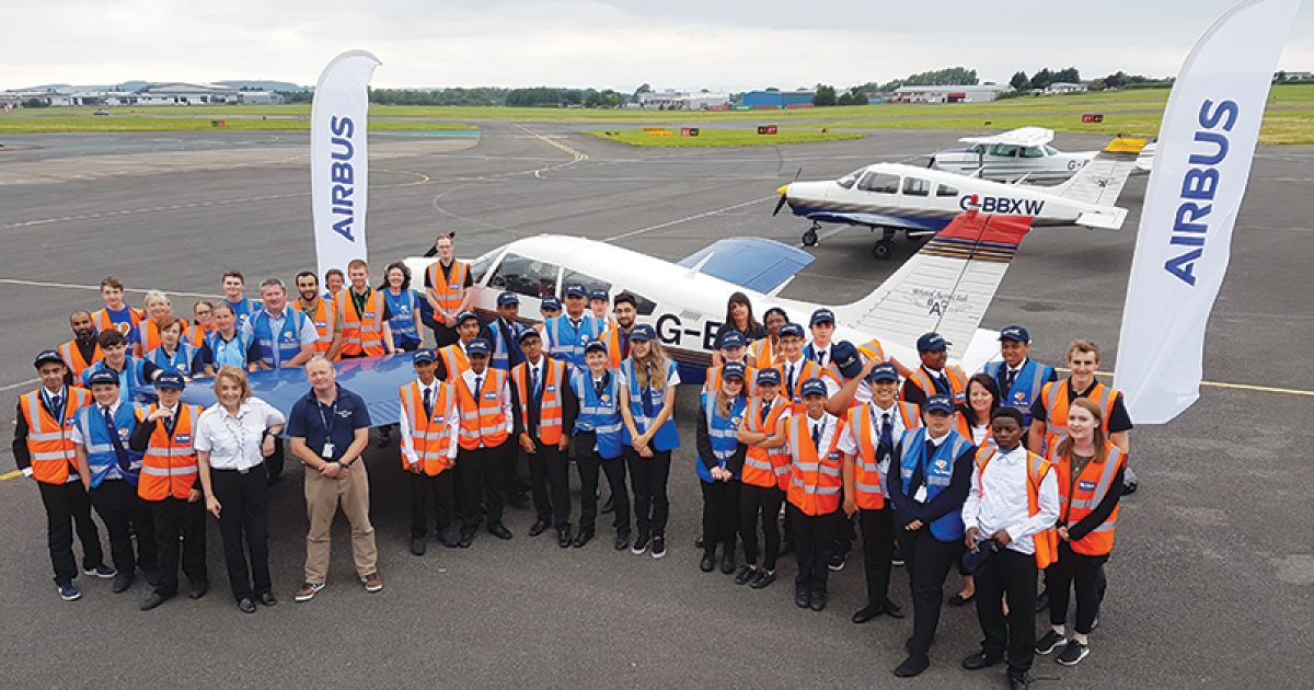 Pupils fly plane in Airbus Flying Challenge