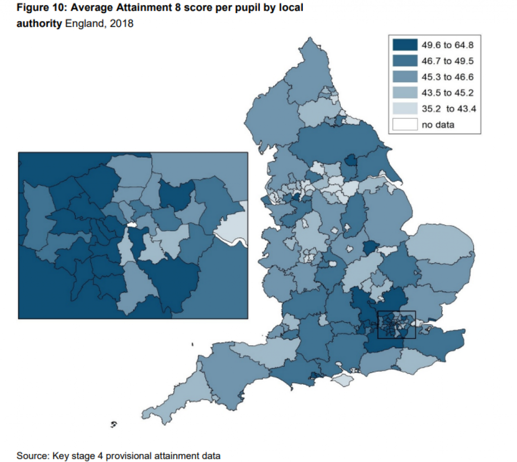 Attainment 8 and progress 8: Which regions performed best?