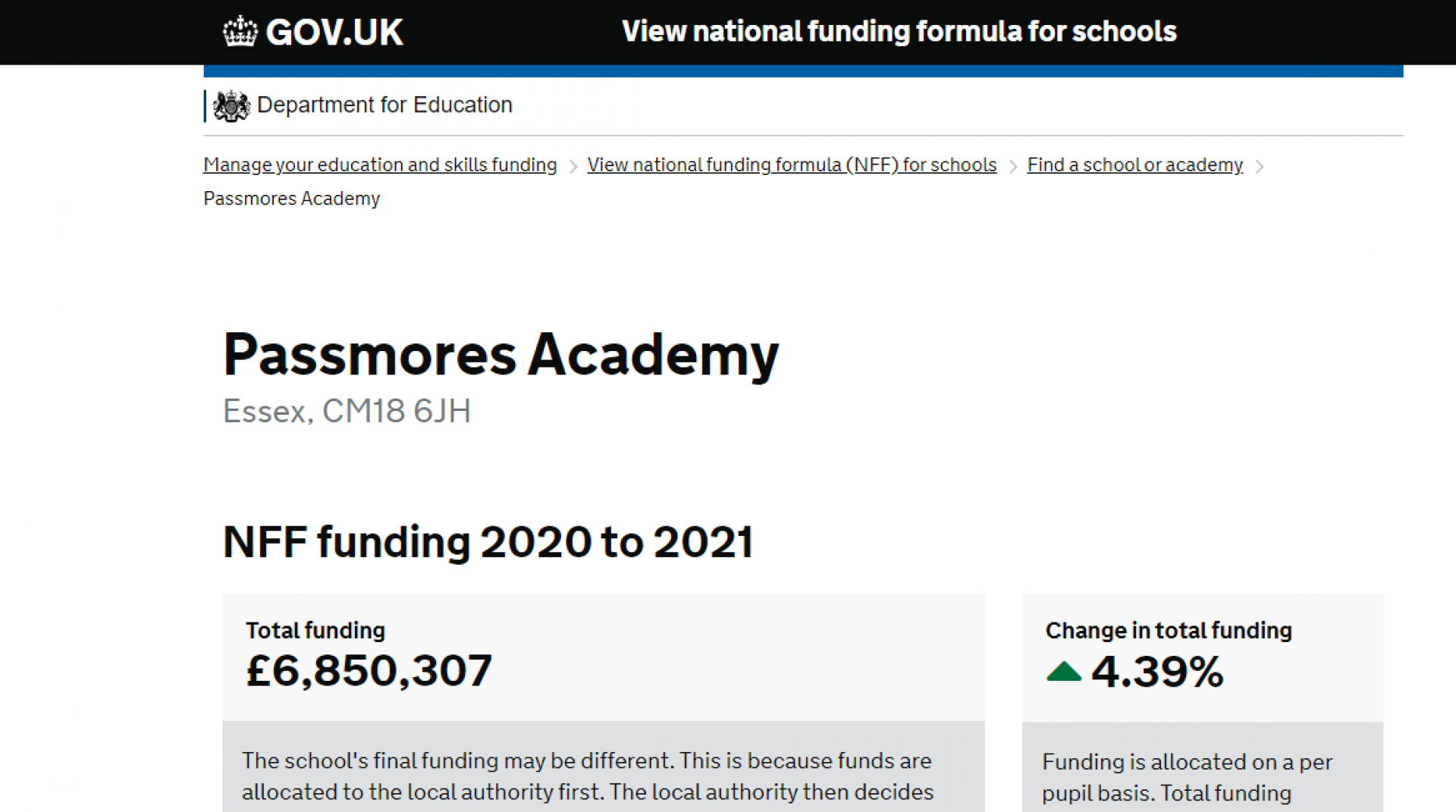 DfE funding website is wrong, claims Essex head Vic Goddard