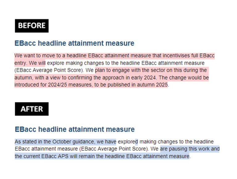 EBacc to the past: DfE pauses accountability shake-up
