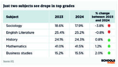 A-level results 2024: Which subjects had more top grades?