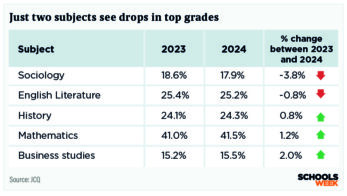 A-level results 2024: Which subjects had more top grades?