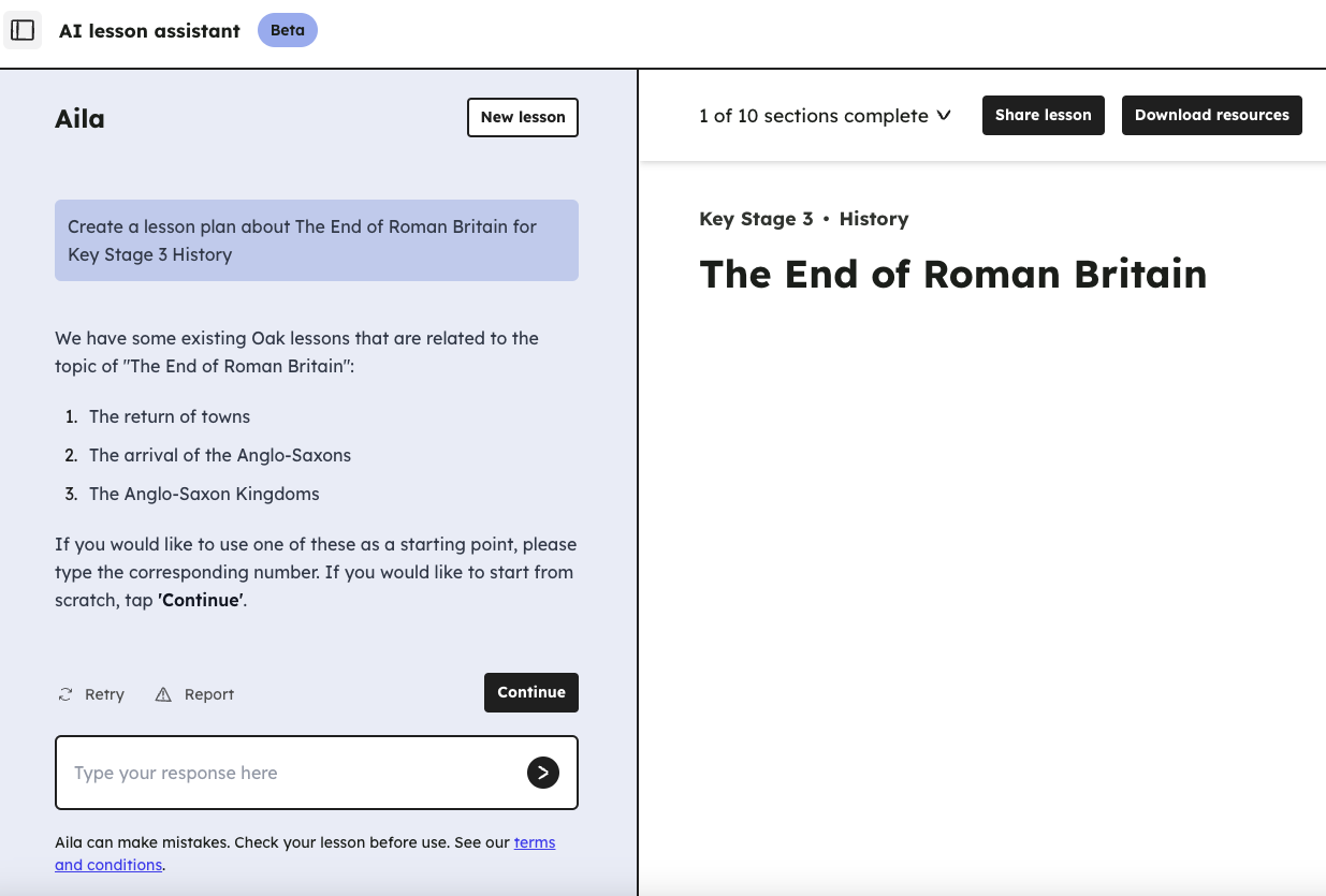Meet Aila, Oak Academy's new AI assistant